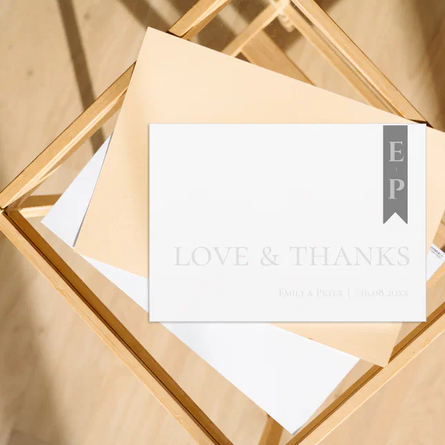Wedding Love and Thanks with Names | Minimal Thank You Card | Zazzle