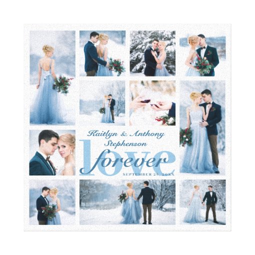 Wedding LOVE FOREVER Photo Collage Custom Color Canvas Print | Zazzle