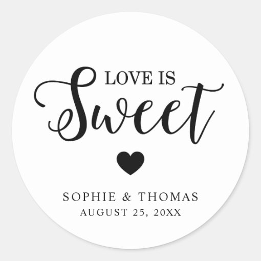 Wedding Love is Sweet Classic Round Sticker | Zazzle