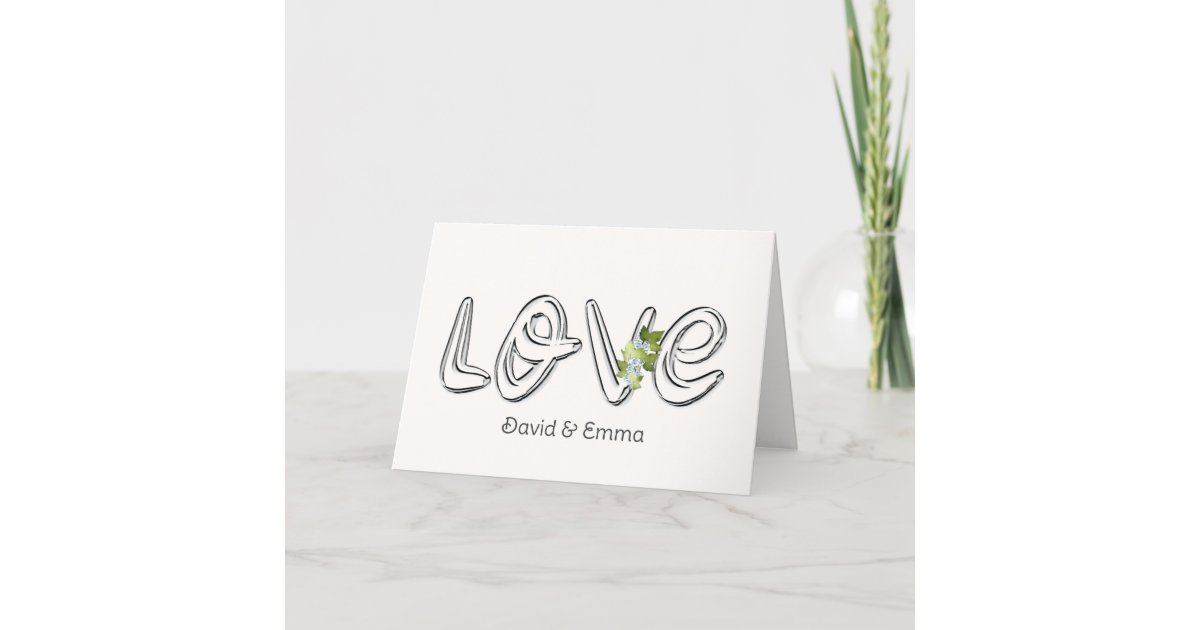 Wedding Love Text With Flower Vine Card | Zazzle