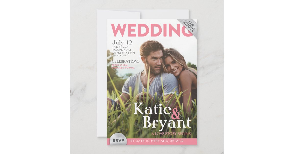 Wedding Magazine cover invitation | Zazzle