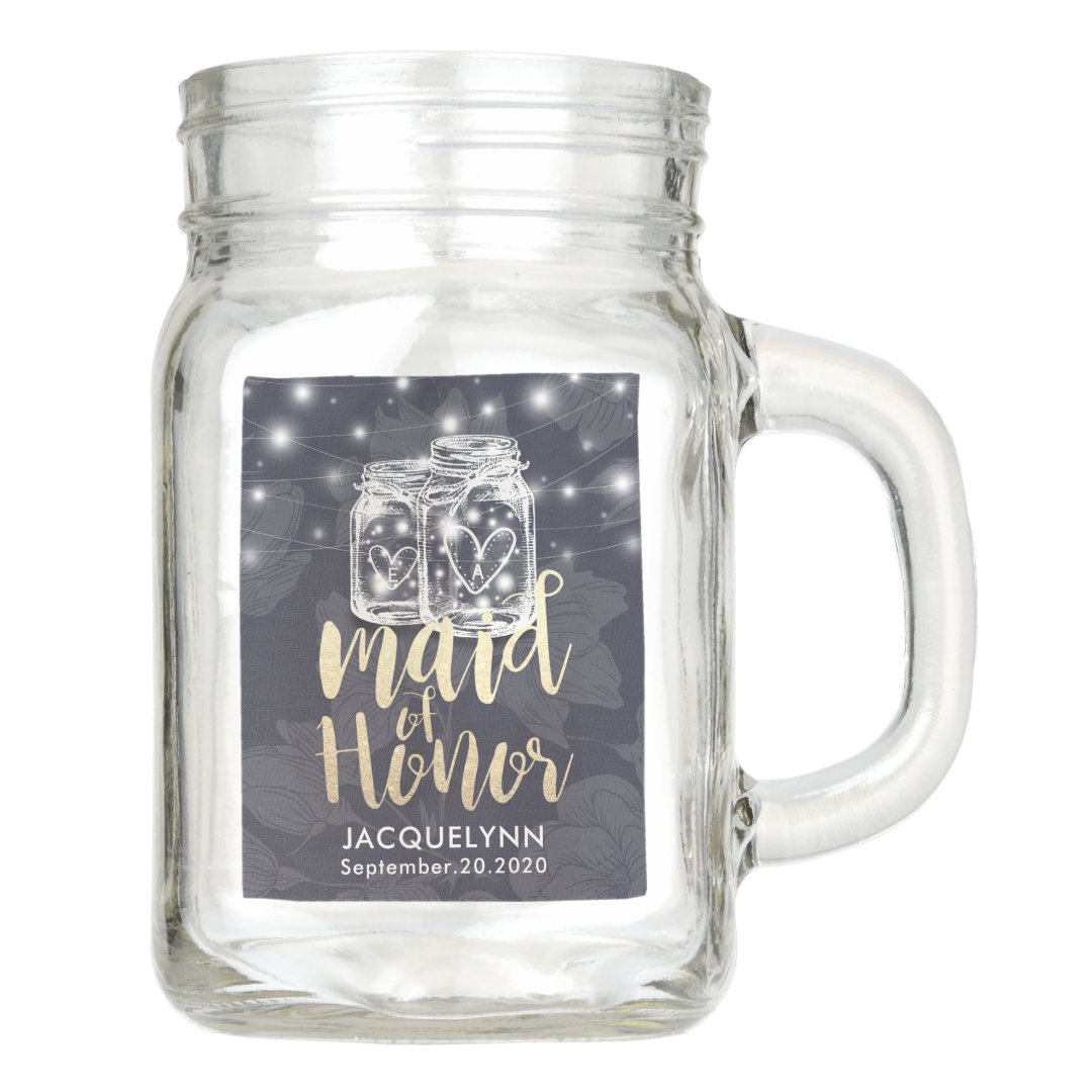 Wedding Maid of Honor Mason Jar String Lights Blue | Zazzle