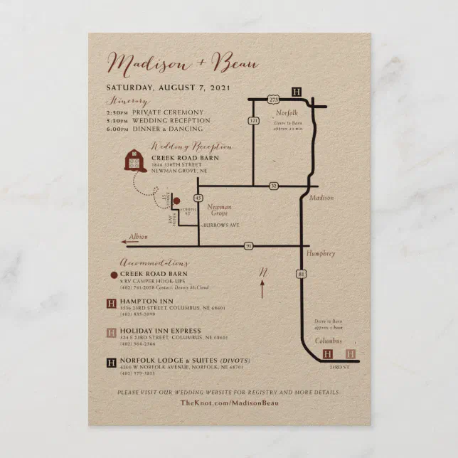 Wedding Map Enclosure Card - CUSTOM for MADISON | Zazzle