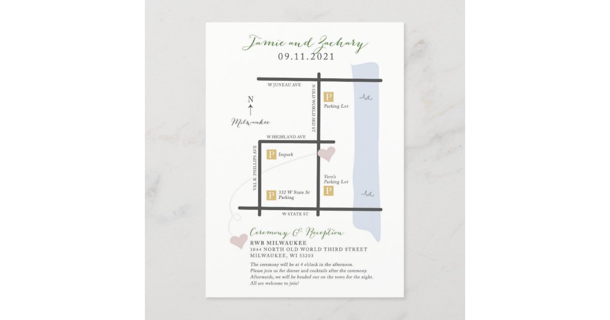 Wedding Map Invite Enclosure Card - Custom Design | Zazzle