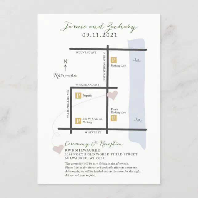 Wedding Map Invite Enclosure Card - Custom Design | Zazzle