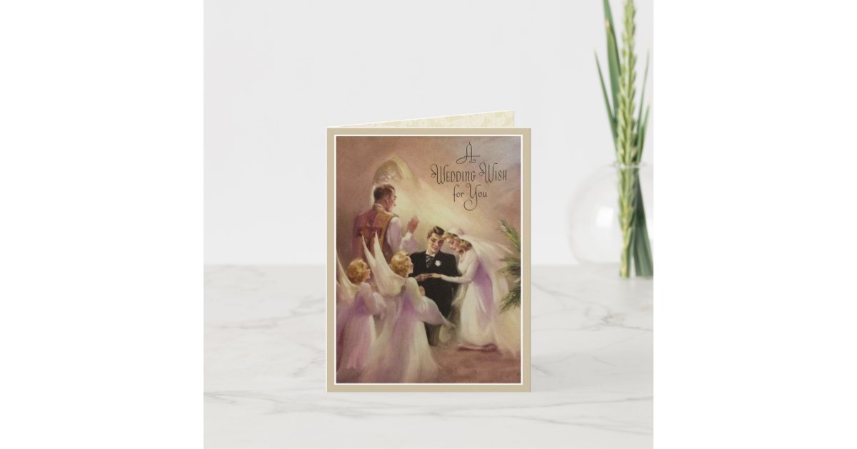 Wedding Marriage Bride Groom Priest Angels Card | Zazzle