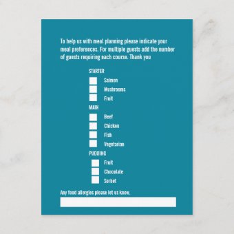 Wedding meal preference chervil graphic flower enclosure card | Zazzle
