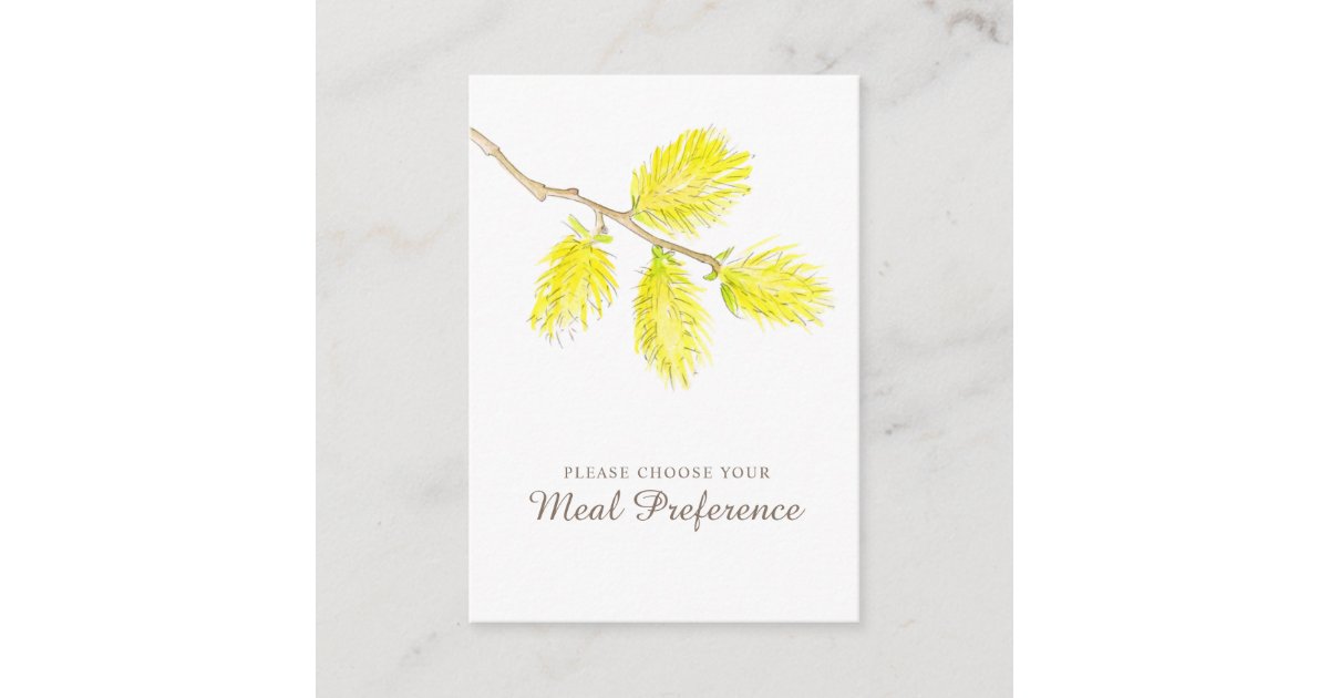 Wedding meal preference spring yellow enclosure card | Zazzle