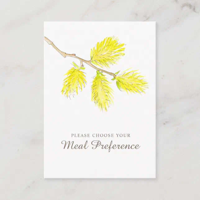Wedding meal preference spring yellow enclosure card | Zazzle