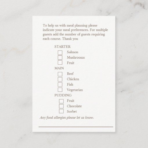 Wedding meal preference spring yellow enclosure card | Zazzle