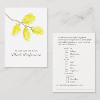Wedding meal preference spring yellow enclosure card | Zazzle