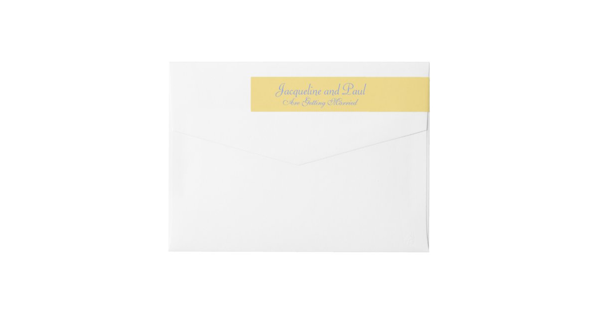 Wedding Mellow Yellow Blue Wrap Around Label | Zazzle