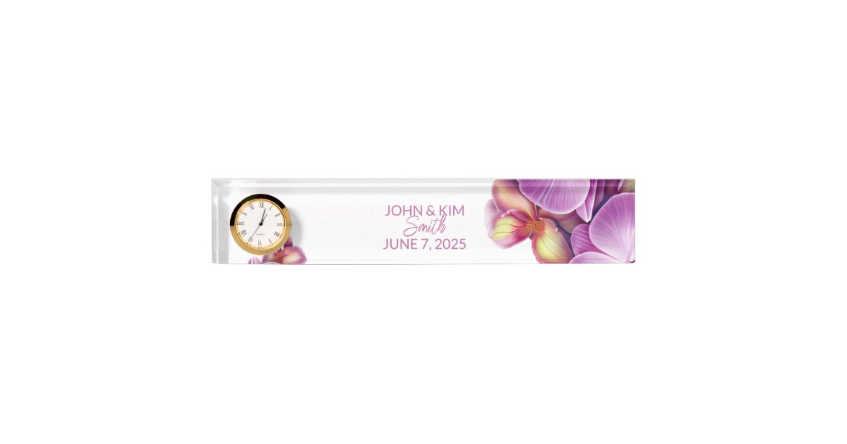 Wedding Memento Desk Nameplate with Clock | Zazzle