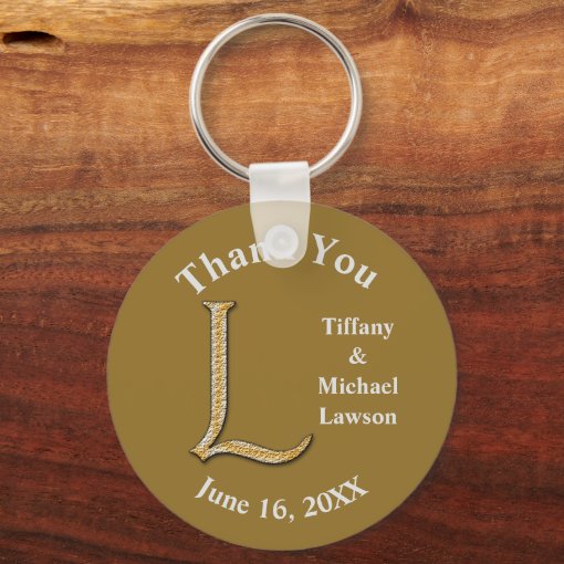 Wedding Memento Gold Silver Letter L Monogram Keychain | Zazzle