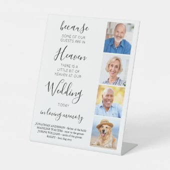 Wedding Memorial Custom 4 Photo Collage Heaven Pedestal Sign | Zazzle