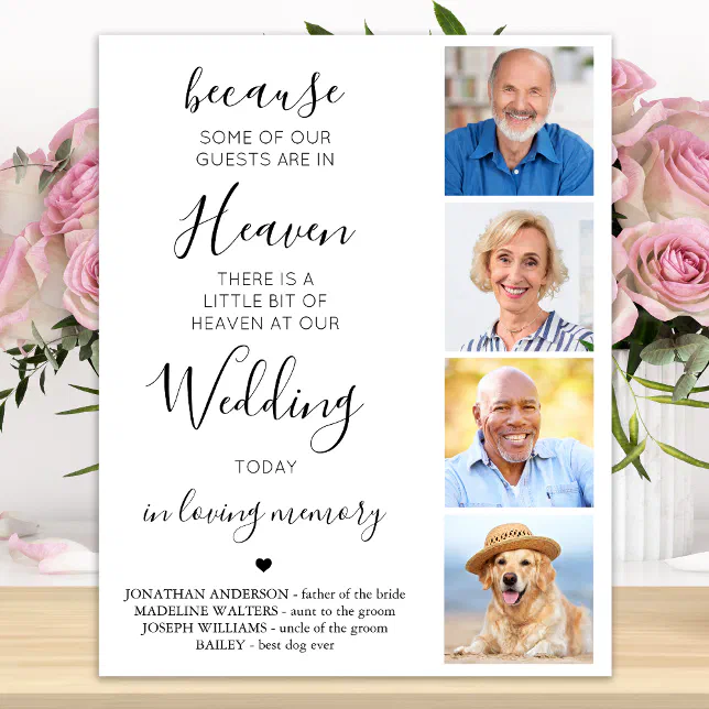 Wedding Memorial Custom 4 Photo Collage Heaven Poster | Zazzle
