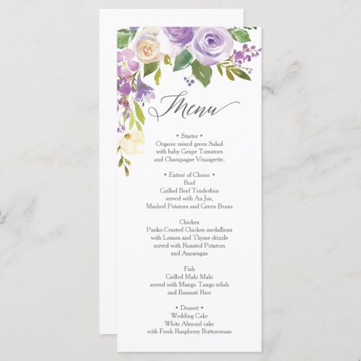 Wedding Menu - Bridal Shower Menu - Darling Flora | Zazzle