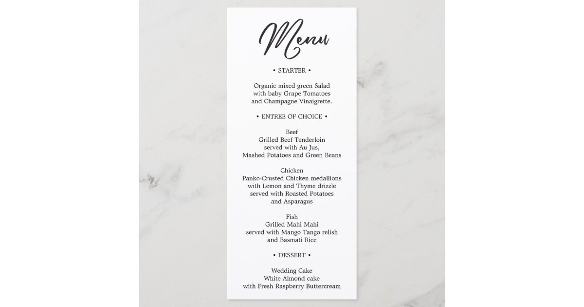 Wedding Menu - Bridal Shower Menu - French | Zazzle