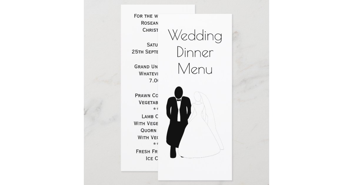 Wedding Menu Bride Groom | Zazzle