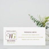 Wedding Menu Card with Custom Monogram Logo | Zazzle