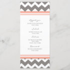 Wedding Menu Coral Gray Chevron | Zazzle