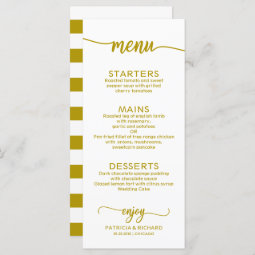 Wedding Menu Elegant Calligraphy Gold | Zazzle