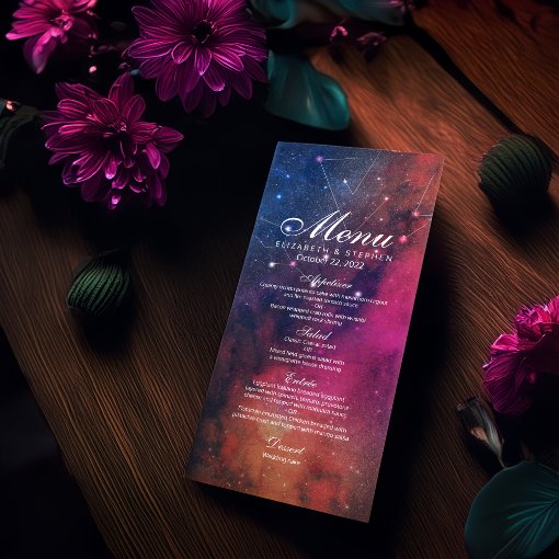 Wedding Menu Gorgeous Galaxy Nebula Constellations | Zazzle