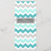 Wedding Menu Teal Gray Chevron | Zazzle