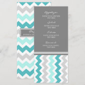 Wedding Menu Teal Gray Chevron | Zazzle