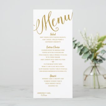 Wedding Menus | Modern Typography (Gold) | Zazzle
