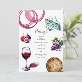 Wedding Menus Wine & Cheese Tasting Invitation | Zazzle