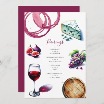 Wedding Menus Wine & Cheese Tasting Invitation | Zazzle
