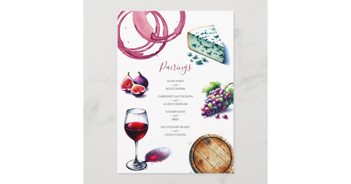 Wedding Menus Wine & Cheese Tasting Invitation | Zazzle