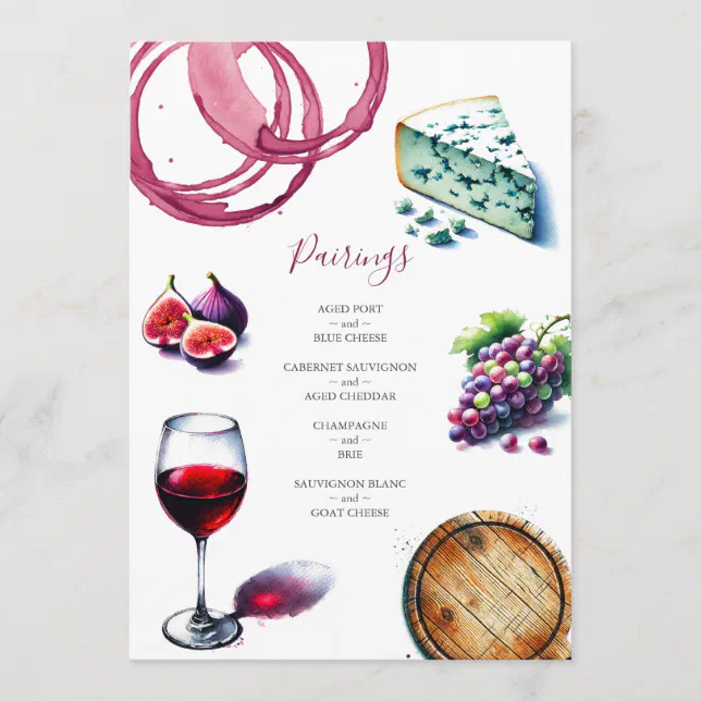 Wedding Menus Wine & Cheese Tasting Invitation | Zazzle