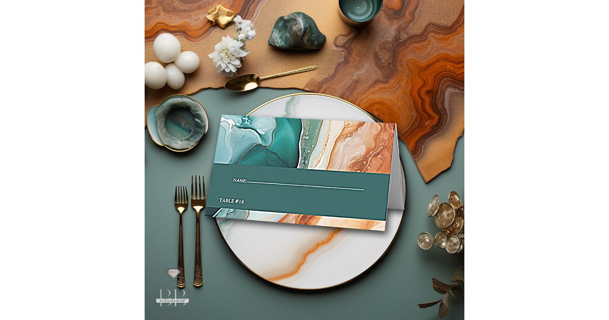 Wedding | Modern Abstract Agate Jade Place Card | Zazzle