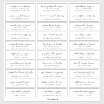 Wedding Modern Elegant Chic Guest Names & Address Sticker | Zazzle