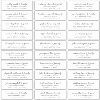 Wedding Modern Elegant Chic Guest Names & Address Sticker | Zazzle