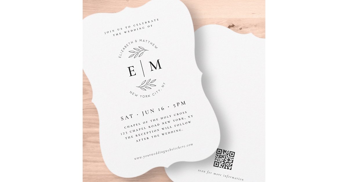 Wedding Modern Minimalist Elegant Chic Simple Invitation | Zazzle
