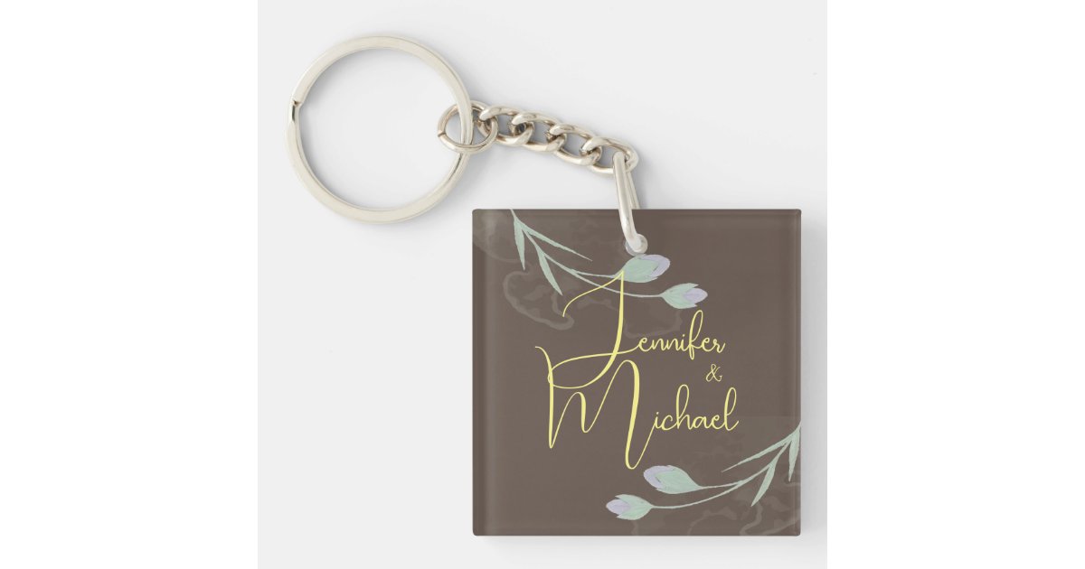 Wedding Modern Minimalist Plain Calligraphy Name Keychain | Zazzle