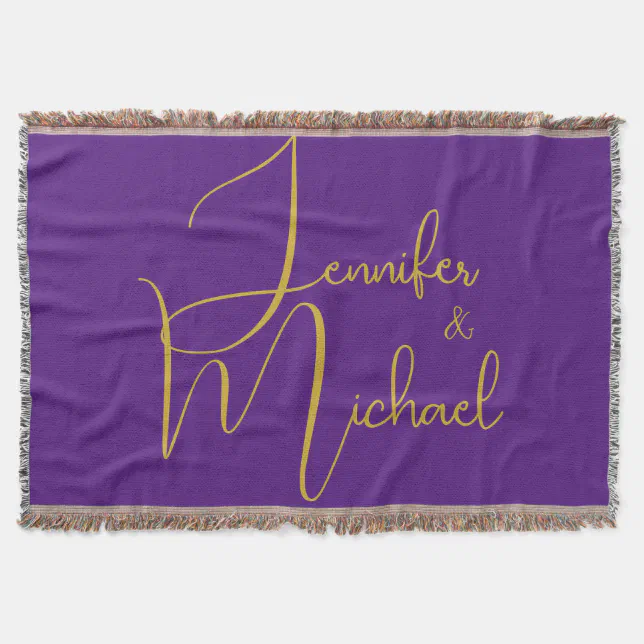 Wedding Modern Minimalist Plain Calligraphy Name Throw Blanket | Zazzle