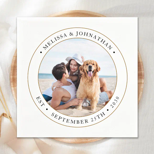 Wedding Modern Personalized Photo Napkins | Zazzle