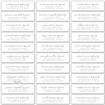 Wedding Modern Simple Black and White Guest Names Sticker | Zazzle