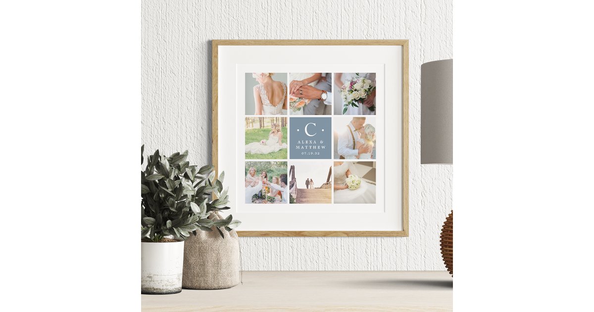 Wedding Monogram 8 Photo Collage Poster | Zazzle