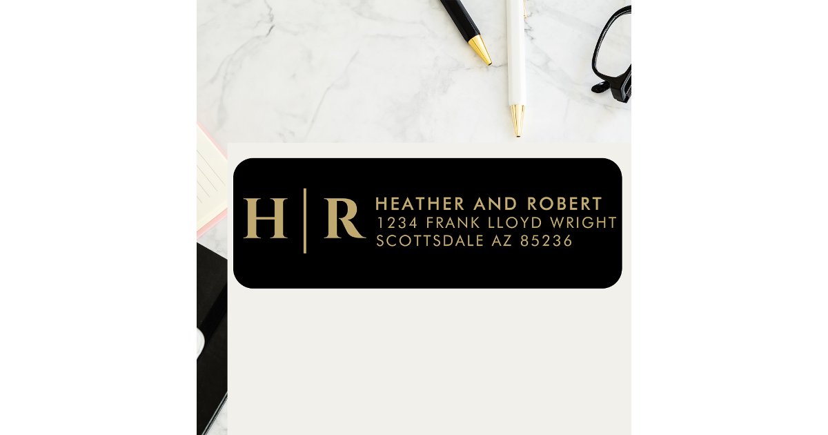 Wedding Monogram Bride and Groom Return Address Label | Zazzle