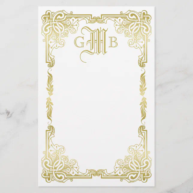 Wedding Monogram Classic Gold Frame Traditional Stationery | Zazzle