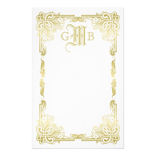 Wedding Monogram Classic Gold Frame Traditional Stationery | Zazzle.com