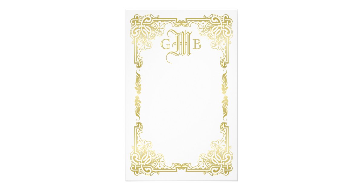 Wedding Monogram Classic Gold Frame Traditional Stationery | Zazzle.com