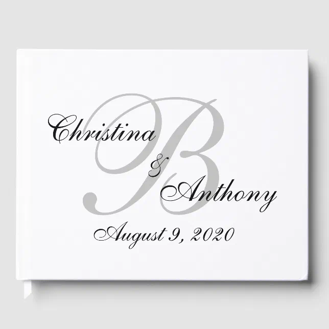 Wedding Monogram Custom Guest Book | Sign In Book | Zazzle