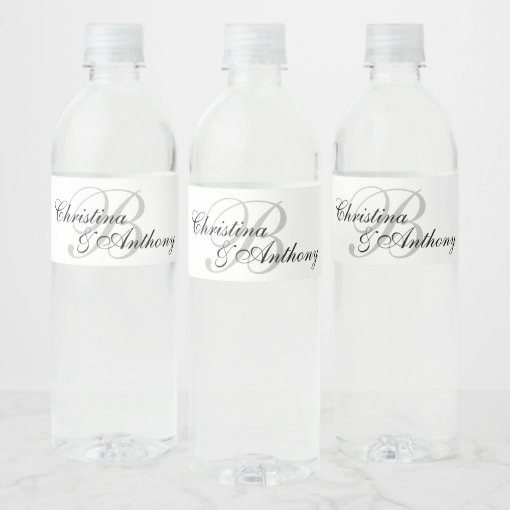 Wedding Monogram Custom Water Bottle Label | Zazzle