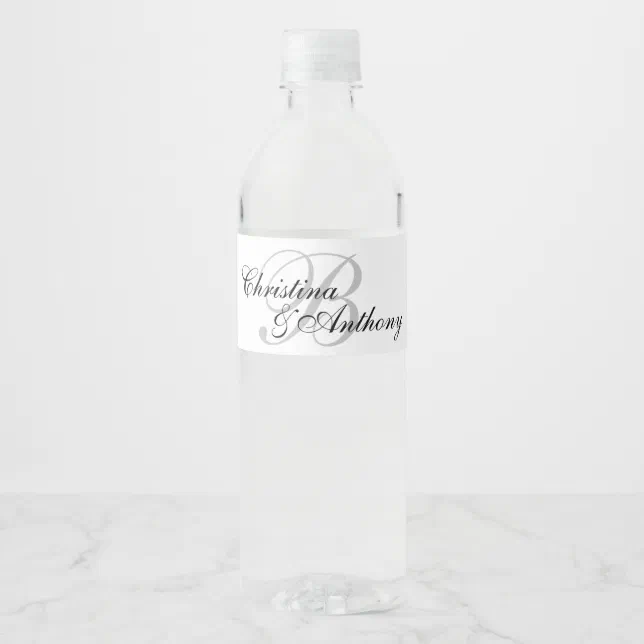 Wedding Monogram Custom Water Bottle Label | Zazzle
